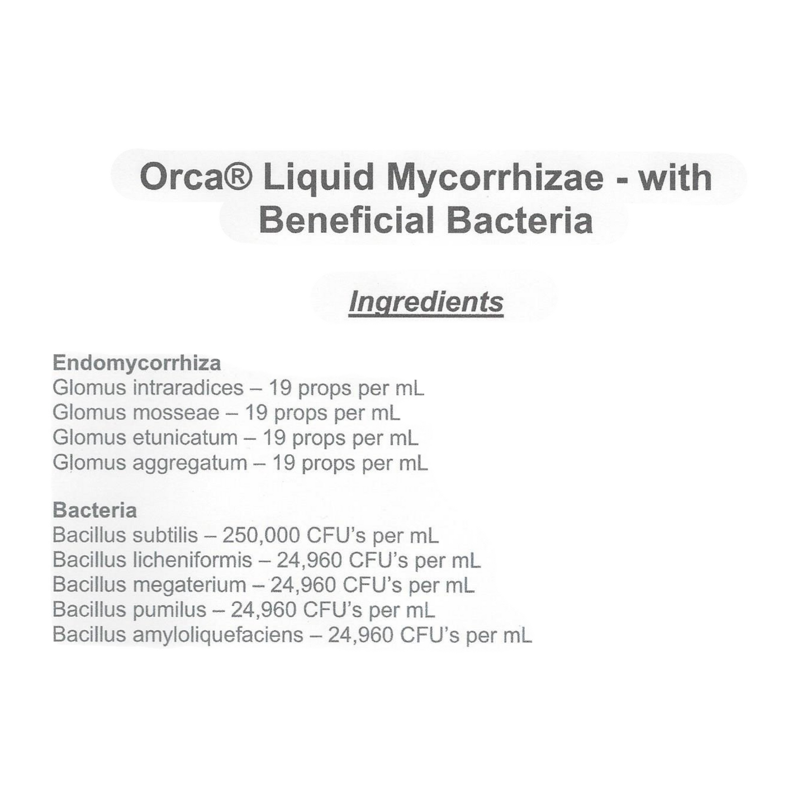 Orca Premium Liquid Mycorrhizae, Plant Revolution Inc.